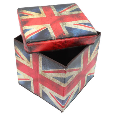 Homoyoyo Flag Storage Box Stool for Storage Faux Footrest Couch Storage ...