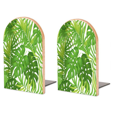 Quteprint 2 Pack Large Book Ends Wooden Bookends for Shelves, Hawaiian ...