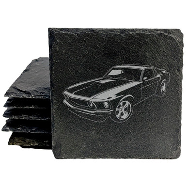 Vintage-Inspired Rustic Slate Coasters Set | Laser Etched 1969 Ford ...