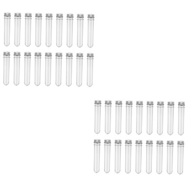 VILLCASE 36 pcs Pet Test Tube Clear Container with lid Laboratory Test ...