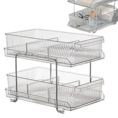 Cupboard Bins, 2-tier Clear Kitchen Cabinet Organizer, PET Pull-out ...