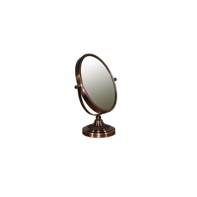 HomeRoots 12" Brass Copper Round Makeup Shaving Tabletop Mirror ...