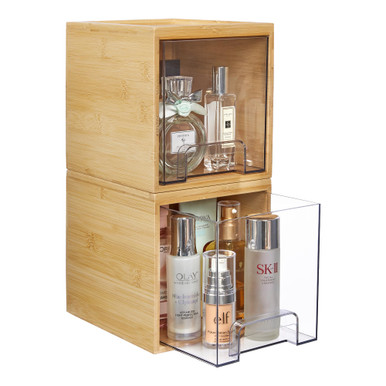 Vtopmart 2 Pack Bamboo Stackable Storage Drawers, 7''Tall Wooden ...