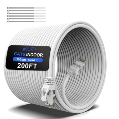 Cat6 Ethernet Cable 200 Feet, Cat 6 Patch Cable, Cat6 Internet Cable ...