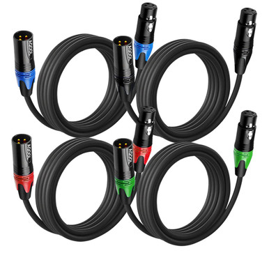 AQOOL XLR Cable, XLR Microphone Cables 10ft 4 Pack, Balanced XLR Male ...