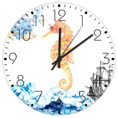 Wood Wall Clock Round Silent Non-ticking Ocean Beach Nautical Theme ...