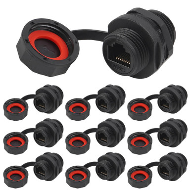 10Pcs RJ45 Shielded Panel Mount Connector CAT6A RJ45 Socket Cat5/5e/6 ...