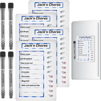 Jetec 4 Pcs Erasable Chore Chart for Kids Dry Erase Kids Checklist ...