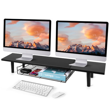 LOTEYIKE Dual Monitor Stand for 2 Monitors, Large TV Riser with ...
