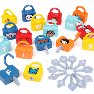 Montessori Educational Toys Alphabet Learning Locks and Keys for Kids ...