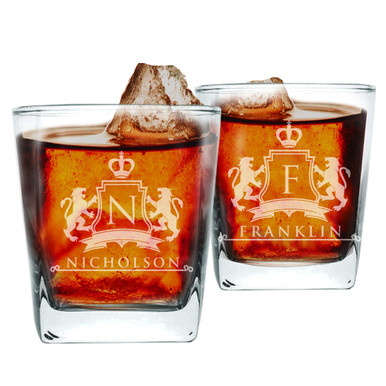 Set of 3, 6, 8 and More Custom Engraved Square Rocks Glasses for Groom ...