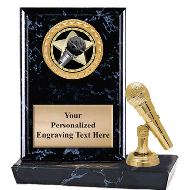 Crown Awards 6"X6" Microphone Plaque Award, Microphone Soloist Trophy ...