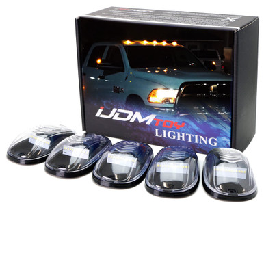 iJDMTOY 5pc Clear Lens Cab Roof Marker Lamps w/Amber Yellow Full Strip ...