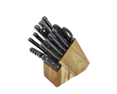 17-Piece Kitchen Cutlery Block Set Stainless Steel Chef Wood ...