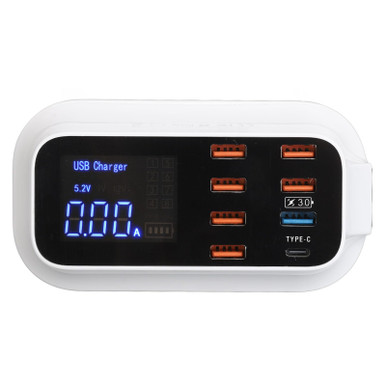 8 Port USB Charging Station, LED Display, Fast Charging Hub with QC3.0 ...