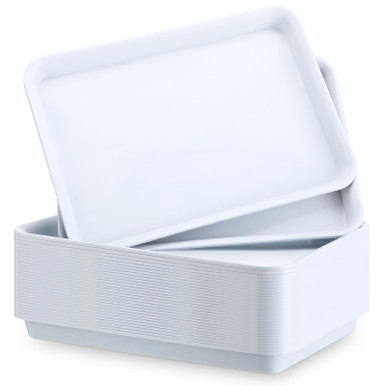 Ziliny 30 Pcs Serving Trays Plastic Serving Tray 12.6 x 9.1 x 1 White ...