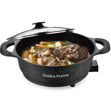 Golden Prairie Electric Skillet with Lid, 13" (7 QT) Family Fry Pan ...