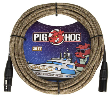 Pig Hog Woven Mic Cable, 20 feet, XLR, Anti-Fray, Tuscan Brown ...