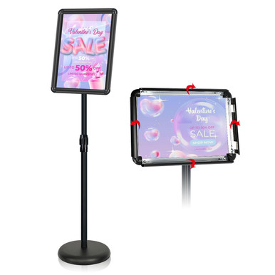 AceShow Adjustable Sign Holder Floor Stand 11x17 Iron Pedestal Sign ...