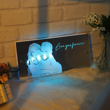 Attention Personalized Photo LED Mirror Light Custom Text Light Up ...