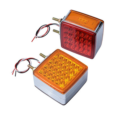 Astra Depot 2pcs 51-LED 4" Square Red Amber Dual Side Marker Corner ...