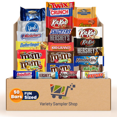 Chocolate Candy Variety Pack Gift Box - 50 Fun Size Candy Bars ...