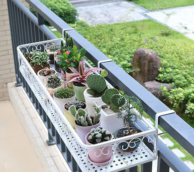 Mairuker Balcony Railing Shelf Flower Pot Stand Rack,23.5 Inches Iron ...