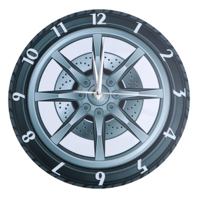 Wakauto Garage Wall Clocks Tire Rim Clock Silent Rubber Gear Decorative ...