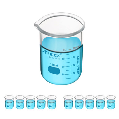 Maccx 5.07oz(150ml) New Upgraded Glass Beakers, Heavy Duty Lab Beaker ...