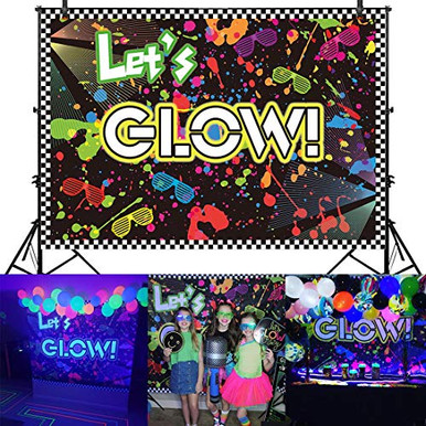 Allenjoy 7x5ft no Creases Let's Glow in The Dark Theme Birthday ...