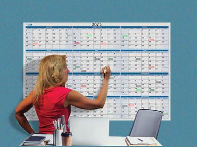 PlanetSafe Calendars 2025 Annual 12-Month Horizontal Sky Blue Wet & Dry ...