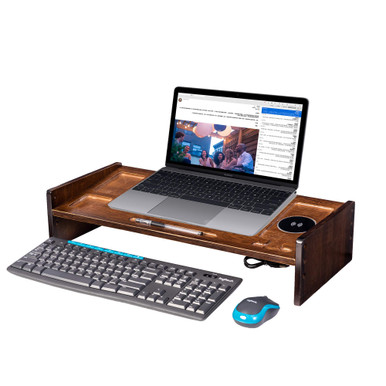 WAYTRIM Bamboo Wood Monitor Stand Ergonomic Computer Riser with ...