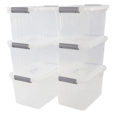 Kiddream 6-pack 10 Liter Plastic Storage Boxes, Clear Storage Tote Bins ...