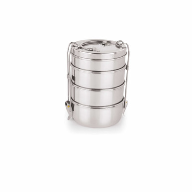 Neelam Stainless Steel Four Compartment Tiffin Box with Lid, Silver ...