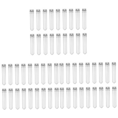 Healvian 54 Pcs Pet Test Tube Plastic Sample Bottles Glass Container ...