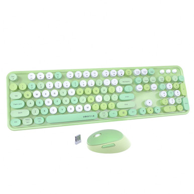 UBOTIE Colorful Computer Wireless Keyboards Mouse Combos, Typewriter ...