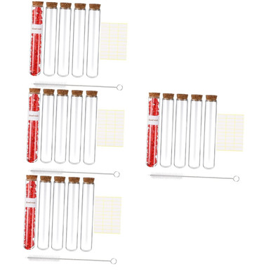 Baluue 20 Pcs Test Tube Glass Tubes Clear Bottle with Labels Bath Salt ...