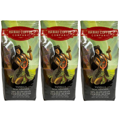 Hawaii Coffee Company, 10% Hawaiian Blend, Vanilla Macadamia Flavor ...