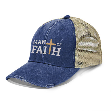 Our True God Man of Faith Trucker Mesh Hat Religious Christian Faith ...