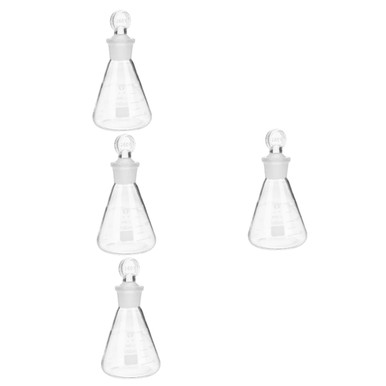 SOLUSTRE 4pcs Erlenmeyer Flask with Stopper Laboratory Glassware Glass ...