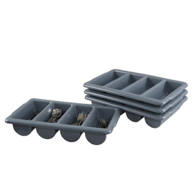 CadineUS Commercial Cutlery Tray, 4-pack 4 Compartment Cutlery Bin ...