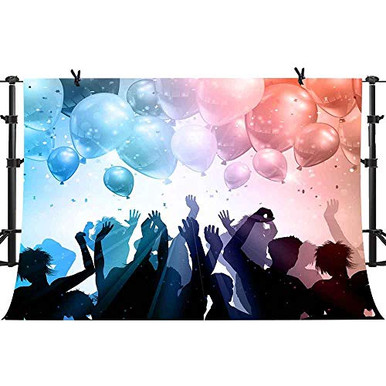 PHMOJEN Dancing Theme Party Backdrop People Silhouette Flying Balloons ...