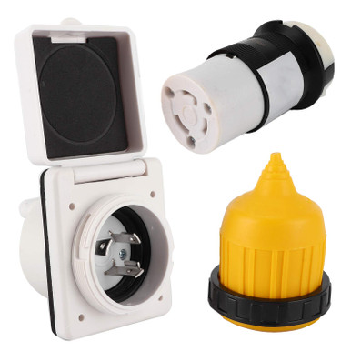Kadimendium RV Shore Power Inlet Plug, Plastic Weatherproof 30A Power ...