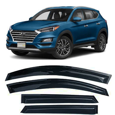 Tape On Side Car Window Shade Vent Guard Visors for Hyundai Tucson 2016 ...