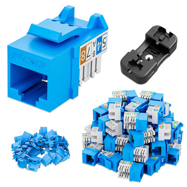 FGB UL Listed 50 Pack Cat6 Keystone Jacks and Punch Down Stand, Slim ...