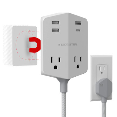 Monster Power Shield: Magnetic Wall Outlet Extender, Multiple Plug ...