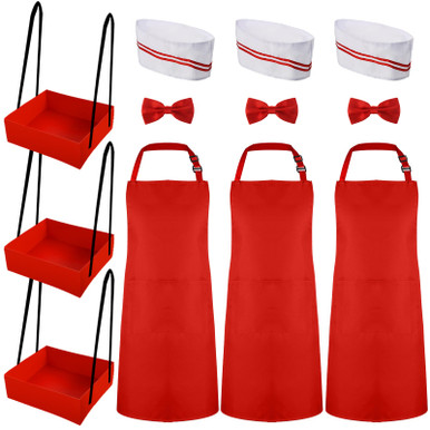 SATINIOR 12 Pcs Adult Waiter Costume Kits Hot Dog Soda Jerk Movie Night ...
