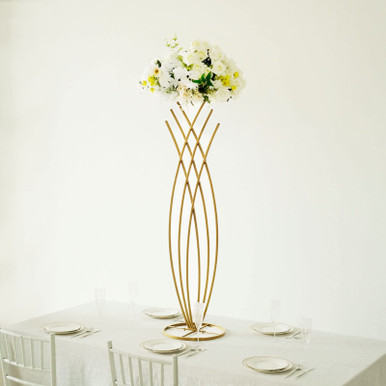 TABLECLOTHSFACTORY 4FT Tall Gold Metal Mermaid Tail Flower Frame Table ...