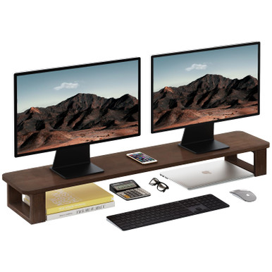 Ufine Dual Monitor Stand Riser 2 Heights Adjustable Wood Computer ...