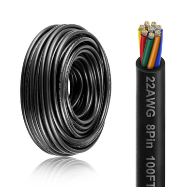 22 Gauge 8 Conductor Electrical Wire, 100FT 22AWG PVC Thermostat Wire ...